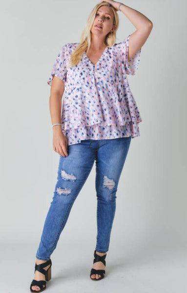 Davi & Dani Leopard Print Tiered Ruffled Top-PLUS SIZE – ReFINE309